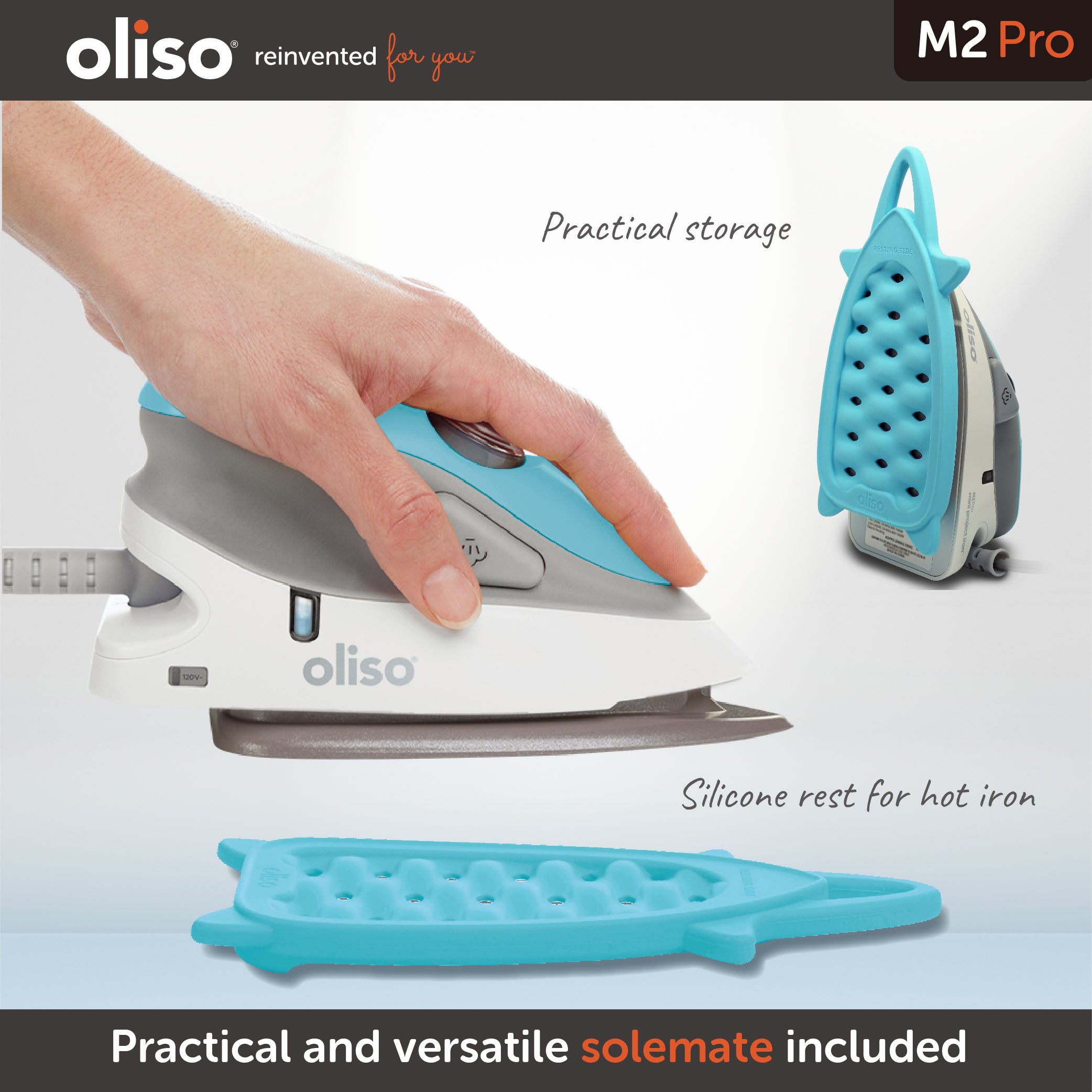 oliso MINI PROJECT IRON in TURQUOISE BLUE
